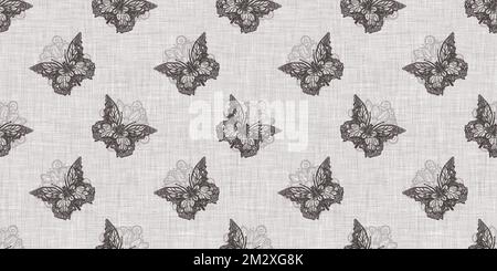 Farmhouse gray butterfly seamless border. Rustic French wildlife for ...