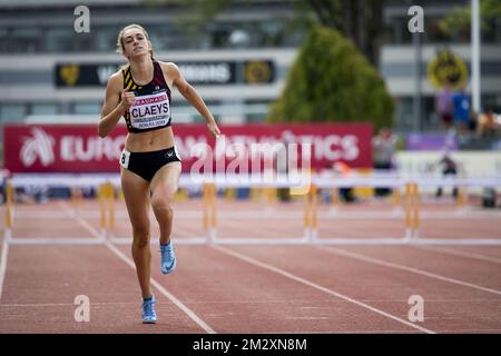 Eline Claeys pictured in action during a training session ahead of the ...
