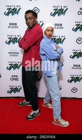 Michael Odewale and Ola Labib attend the That's My Jam photo call at ...