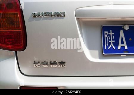 Rear with numberplate and model written in Chinese characters / writing ...