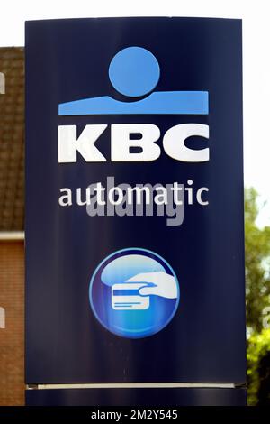 Illustration picture shows a KBC logo at a press conference to present ...