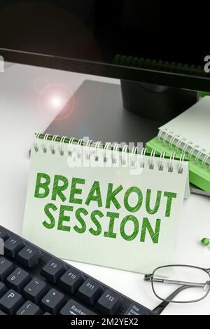 Text sign showing Breakout Session. Conceptual photo workshop ...