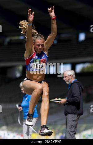 Athlete Hanne Maudens pictured in action during the long jump event of ...
