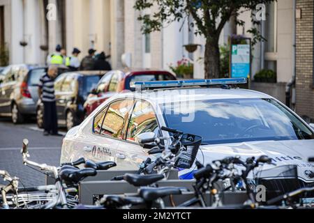 A police car pictured at the scene of an explosion in Borgerhout ...