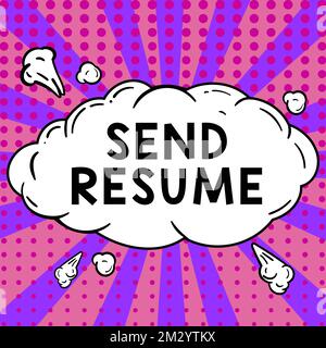 Text caption presenting Send Cv. Concept meaning Give resume curriculum ...