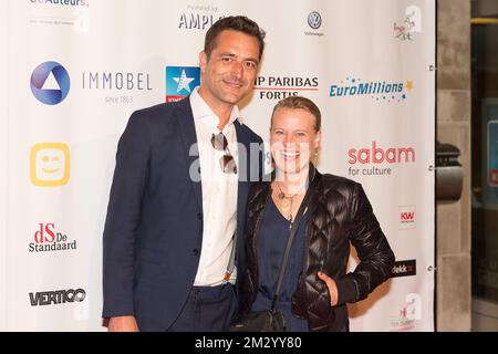 Actress Katrien Cools and her partner Mathias pictured during the ...