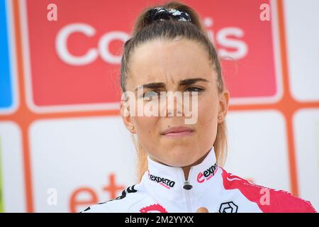 British Anna Kay pictured on the podium after the women's elite race of ...