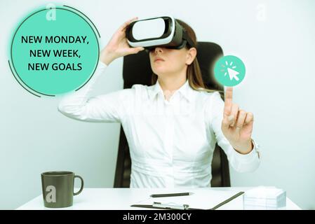 Hand writing sign New Monday, New Week, New Goals. Concept meaning ...