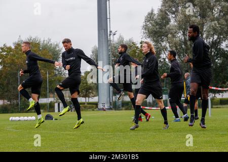 Roeselare's players pictured during a training session of Belgian ...