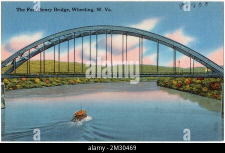 The Fort Henry Bridge, Wheeling, W. Va. , Bridges, Tichnor Brothers ...