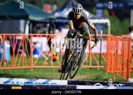Belgian Vincent Baestaens pictured in action during the men's Jingle ...