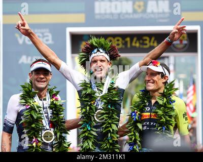 2nd place Tim O'Donnel (USA), 1st place Jan Frodeno (GER) and 3th place ...