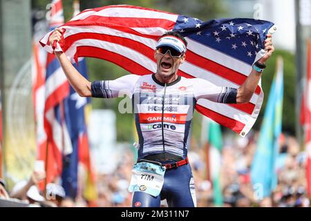 2nd place Tim O'Donnel (USA), 1st place Jan Frodeno (GER) and 3th place ...
