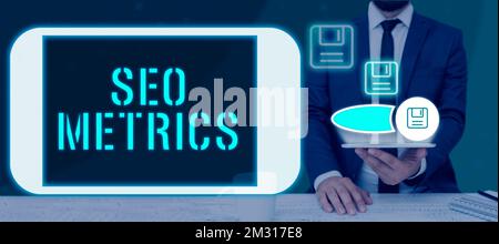 Writing displaying text Seo Metrics. Business showcase measure the ...