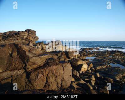 The rocky beach of Mooloolaba, Queensland, Sunshine Coast, Australia in ...