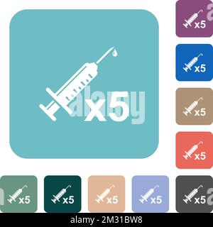Fifth vaccine dose flat color icons with quadrant frames on white ...