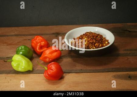 fresh chilies and chili flake Stock Photo - Alamy