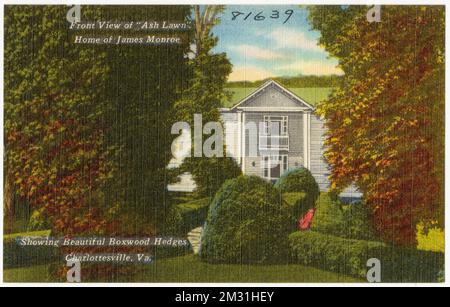 Front view of 'Ash Lawn,' home of James Monroe, showing beautiful ...