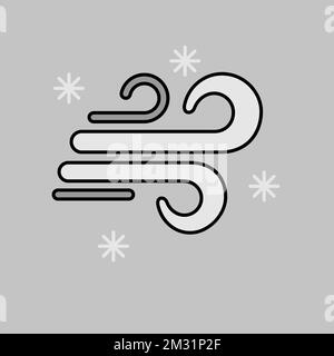 Wind snow snowstorm vector grayscale icon. Meteorology sign. Graph ...