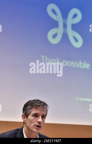 New Proximus CEO Guillaume Boutin pictured during a hearing of the ...