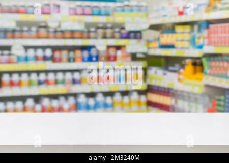 pharmacy counter drugstore shop interior with medicines vitamins ...