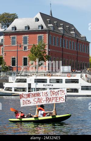 Kayakers pictured during a protest action of a kayaker demanding the ...