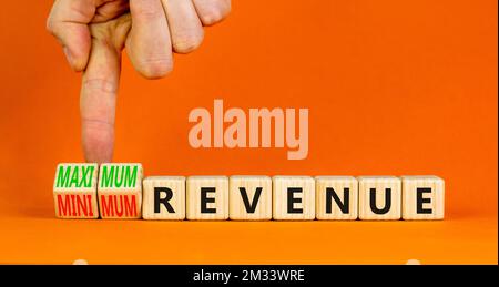 Maximum or minimum revenue symbol. Concept words Maximum revenue and ...