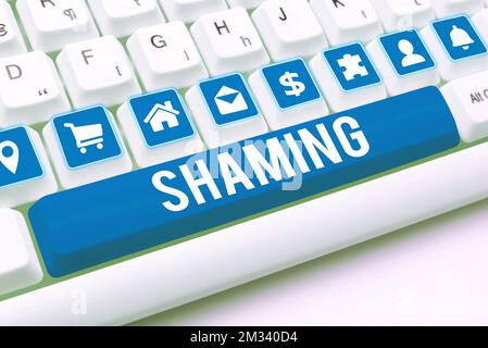 Hand writing sign Shaming. Business overview subjecting someone to ...