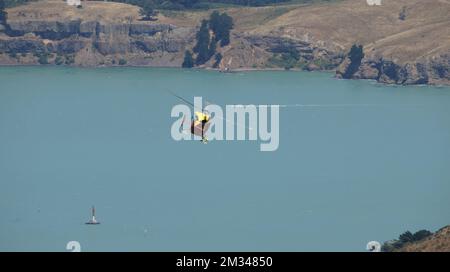 EMS Helicopter Banking in Flight Stock Photo - Alamy