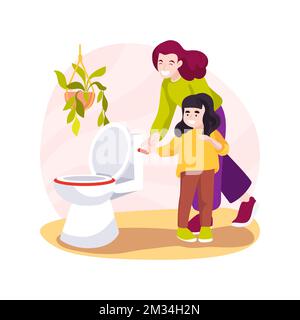Teach toilet hygiene isolated cartoon vector illustration set. Showing ...