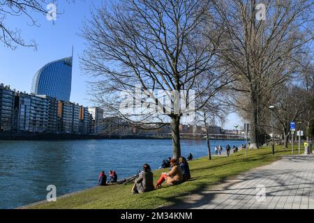 Illustration picture shows people gathering outside, in Liege, Saturday ...