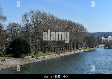 Illustration picture shows people gathering outside, in Liege, Saturday ...