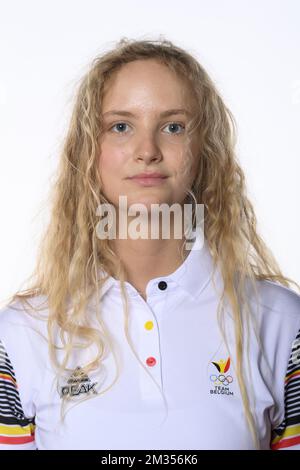Belgian skateboarder Lore Bruggeman poses for the photographer at a ...