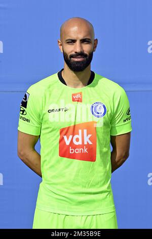 Gent's goalkeeper Sinan Bolat poses for the photographer after a press ...