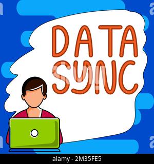 Handwriting text Data Sync. Business concept data that is continuously ...