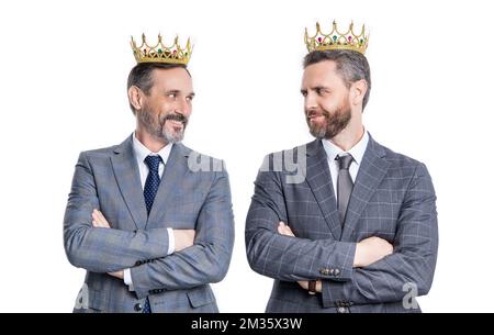 happy successful businessmen in crown. photo of successful businessmen ...