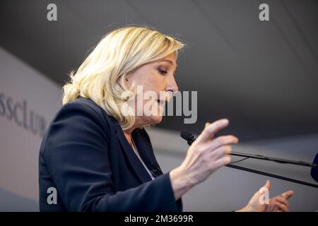 French Marine Le Pen, chairwoman of the Rassemblement National (RN ...