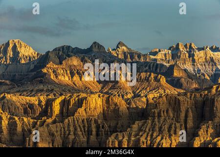 The unique landscape of Zanda earth forest during the sunrise in Ali ...