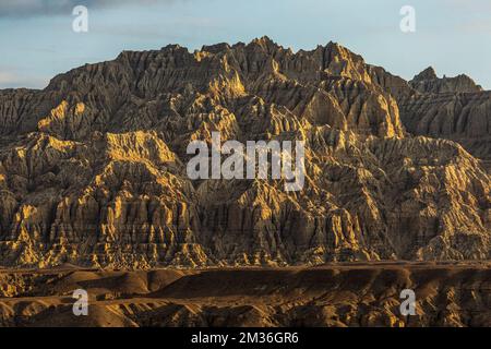 The unique landscape of Zanda earth forest during the sunrise in Ali ...