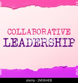 Hand writing sign Collaborative Leadership. Internet Concept people and ...