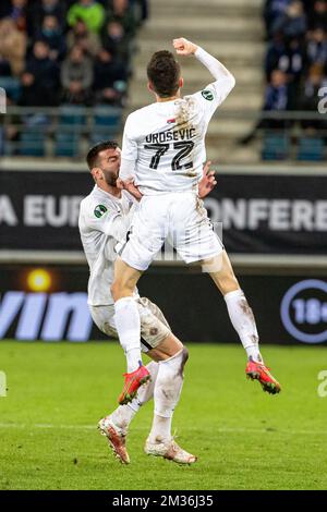 Partizan's Slobodan Urosevic celebrates after scoring during a soccer ...