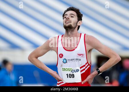 Belgian Guillaume Grimard leaves the race during the men's race at the ...