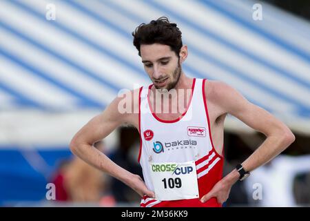 Belgian Guillaume Grimard leaves the race during the men's race at the ...