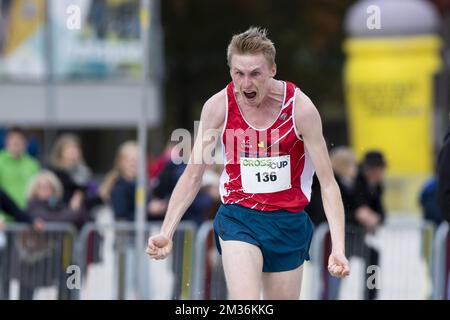 Belgian Nicolai Sake crosses the finish line at the men's race at the ...