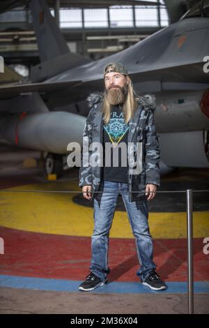 Bass player Par Sundstrom poses for the photographer during a visit of ...