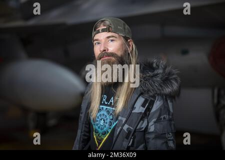 Bass player Par Sundstrom poses for the photographer during a visit of ...