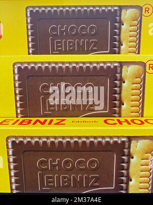 Viersen, Germany - December 9. 2022: Closeup of two rows many afer ...