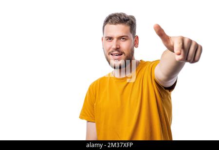 excited man showing yeah gesture while gaming in vr headset at home ...