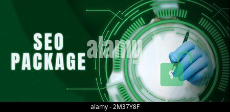 Hand writing sign Seo Package, Word Written on practice of search ...