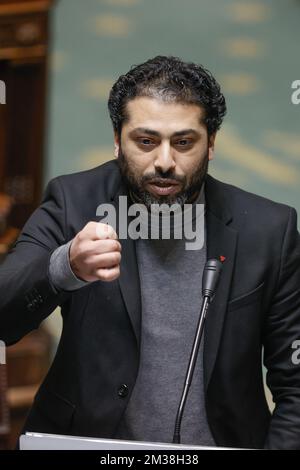 PVDA/PTB's Nabil Boukili pictured during the oath ceremony at the ...